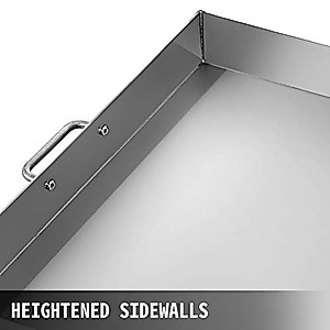 Happybuy Stainless Steel Griddle,32" X 17" Universal Flat Top Rectangular Plate, BBQ Charcoal/Gas Grill with 2 Handles and Grease Groove with Hole，Grills for Camping, Tailgating and Parties