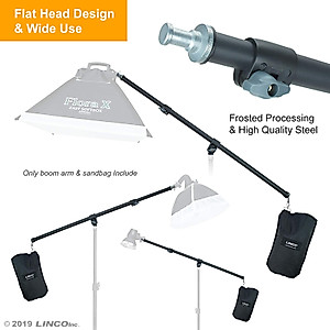 LINCO Lincostore 2.5ft to 5ft Adjustable Overhead Light Boom Arm with Universal Tripod Clamp & Counter-Weight Bag 4255K