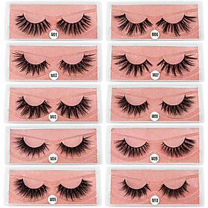 Wholesale Eyelashes 10/20/30/50/100 Pairs Faux 3D Mink Lashes Bulk Natural False Eyelashes Set Makeup Thick Mink Eyelashes Pack (Mix 10 pairs)