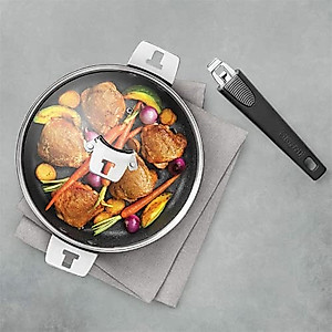 THE ROCK by Starfrit 9-Inch Deep Fry Pan/Dutch Oven with Lid and T-Lock Detachable Handle, Normal, Black