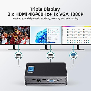 MeLE Fanless Mini PC QuieterHD3 Celeron N5105 16GB 512GB Windows 11 Pro Micro Computer Small Desktop Servers with Gigabit Ethernet WiFi 6 PXE Dual HDMI 4K Unlock BIOS on Industrial Webcast Office