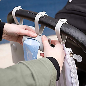 Ubbi Retractable On the Go Bag Dispenser for Travel, Diaper Bag Accessory Must Have for Newborn, Helpful Item, Baby Gift, Lavender Scented, Gray