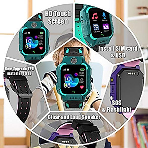 Smart Watch Phone Gift for Kids - Children Smartwatch Boys Girls with SOS Help Need 2G SIM to Call 14 Puzzle Games Music MP3 MP4 Player HD Selfie Camera Calculator Alarms Timer 12/24 H for 4-12