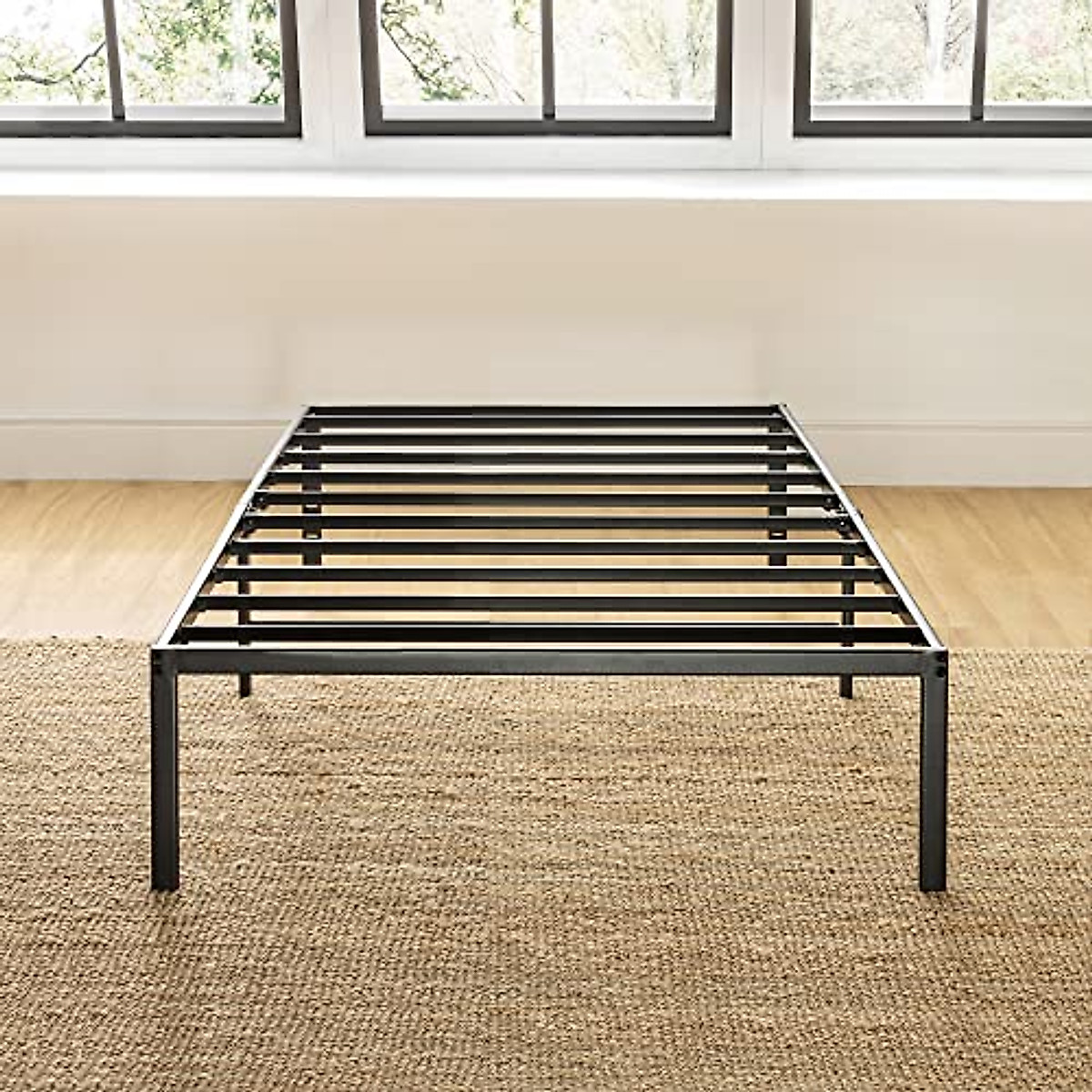 Best Price Mattress 14-Inch Metal Platform Beds w/ Heavy Duty Steel Slat Mattress Foundation (No Box Spring Needed), Black