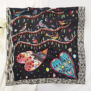 Julunar Silk Like Head Scarf for Women - Satin Large Hair Scarves - 35" Square Silk Hair Wrap for Sleeping with Gift Packed