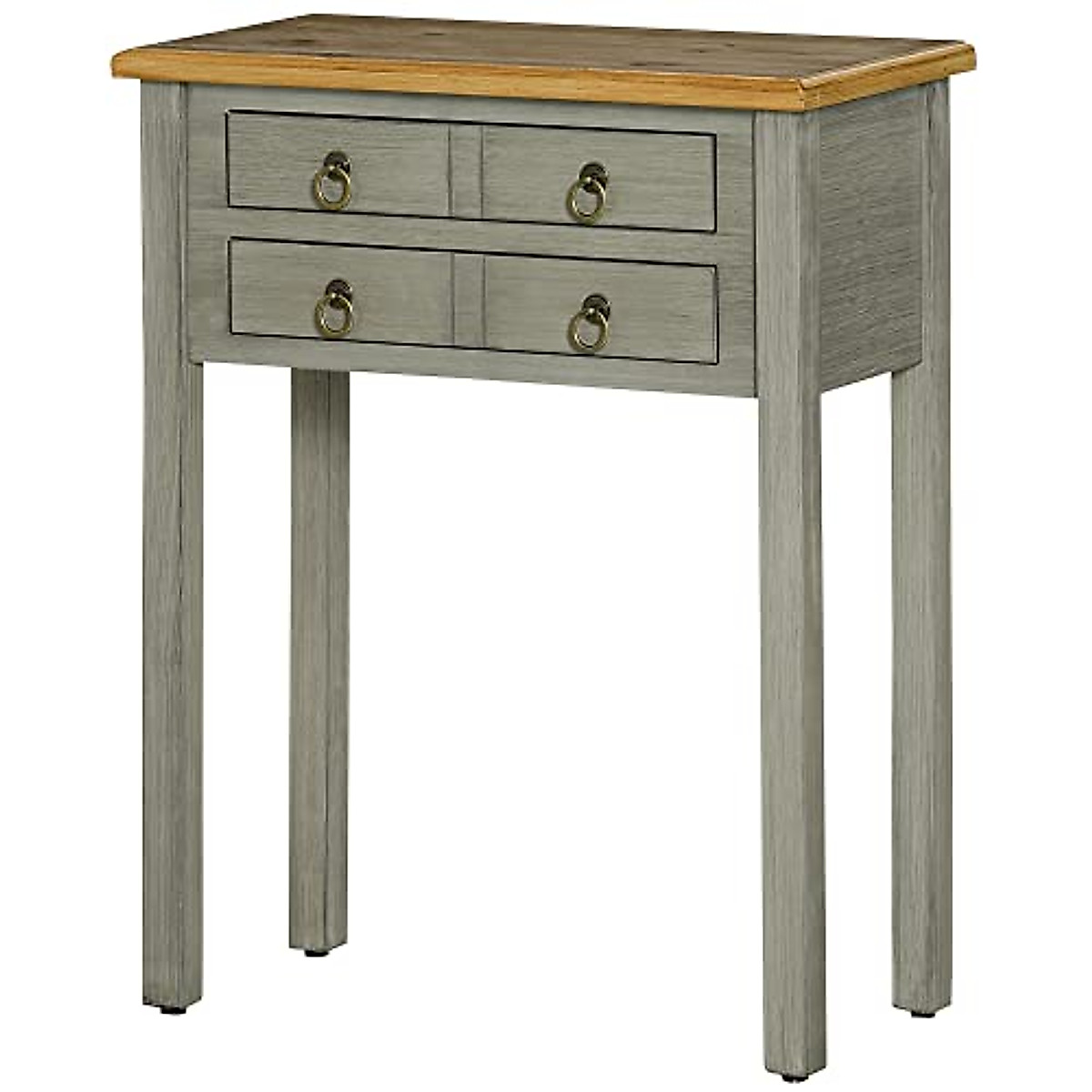 HOMCOM Vintage Console Table Retro Entryway Table with 2 Drawers for Living Room and Hallway - Grey