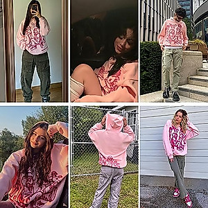 Vamtac Men’s Novelty Graphic Hoodies Cartoon Y2k Streetwear Hooded Sweatshirt Pullover Hip Hop Overisized Hoodie Unisex