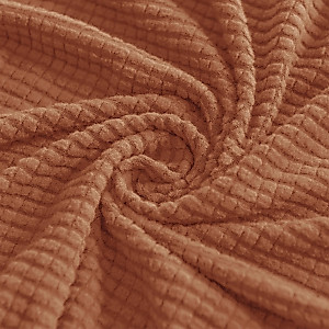 CHUN YI 5 Piece Stretch Loveseat Sofa Cover, 2 Seater Couch Slipcover with Two Separate Backrests and Cushions with Elastic Band, Checks Spandex Jacquard Fabric(Medium,Brick)