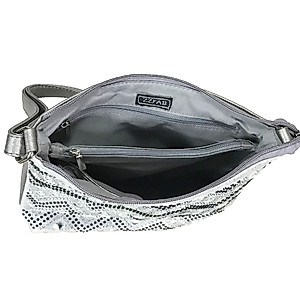 Zzfab Gem Stone Cheron Zigzag Sparkle Cross Body bag Bling Purses Silver (Pewter)