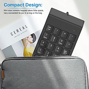 USB Numeric Keypad Numpad Portable Slim Mini 10 Key Number Pad Keyboard for Laptop Desktop Computer PC, Compatible with ChromeBook Surface Notebook, Tax Accountant Calculate Office Travel & Home