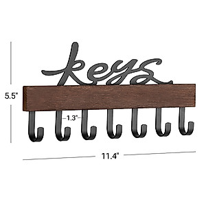 Dahey Key Holder for Wall Decorative 7 Hooks Rustic Wall Mounted Key Hooks Wood Key Rack Home Decor for Entryway, Hallway, Office