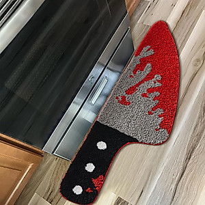 Scream Knife Rug 18’’W x 45’’L Horror Movie Gothic Area Rubber Rugs Non Slip Machine Washable, Cute Vintage Spooky Skull Halloween Accent Throw Rugs for Kitchen Bathroom Bedroom Indoor Doormat Soft