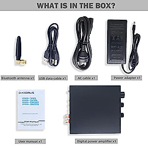 O-NOORUS PA325 HiFi Class D Power Amplifier TPA3255 Stereo Audio Integrated Bluetooth Amp 2.1 for Passive Speaker Home Audio with 36V Power Supply Subwoofer Treble and Bass Max 300Wx2