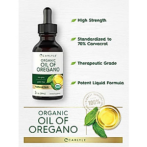 Carlyle Organic Oil of Oregano | 2 fl oz Liquid | Vegan, USDA Certified | Non-GMO, Gluten Free Drops