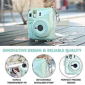 CAIYOULE Instax Mini 12 Clear Case - Protective Camera Case Compatible with Fuji Instax Mini 12, Hard PC Cover with 2 Straps and Stickers (Clear)