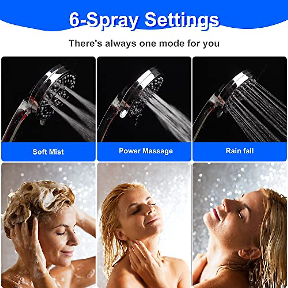 High Pressure Shower Head with Handheld, 7 Functions Auqacre Shower Head + Jet Water Mode Wash for cleaning bathtubs, Pets & Tile, rain shower head with 60'' Stainless Steel Hose & Adjustable Bracket