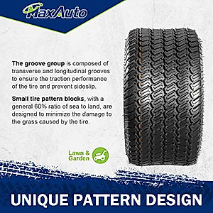 MaxAuto 20x10.00-8 Lawn Mower Tires, 20x10-8 Tractor Turf Tire, 20x10x8 NHS Tires, 4Ply Tubeless, Set of 2