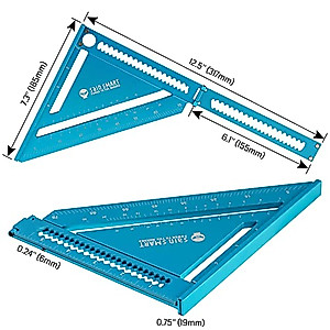 SainSmart Folding Triangle Ruler, 6 Inch Rafter Square Layout Tool, Carpenter Square, Aluminum Alloy Multifunctional Woodworking Tools