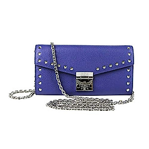 MCM Women's Spectrum Blue Leather Patricia Studded Large Chain Wallet MYL9SPA40HG001