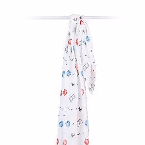 lulujo Baby Cotton Muslin Swaddle Blanket, 47 x 47, Hockey