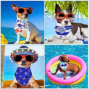8 Pieces Nautical Dog Bandanas Summer Pets Bandana Ocean Pets Triangle Scarf Bibs Puppy Bibs Adjustable Dog Bandanas Washable Sea Turtle Pets Triangle Scarf Accessories for Most Pet Wearing