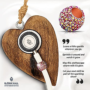 BJÖRN HALL Stethoscope Cardiology Charms for Nurses - Pink | Stand Out- Bling Stethoscope Charms | Fits littman Cardiology MDF Adscope | Gift for- Nurse Veterinary RT| Rose Gold - Rubylicious Crystal