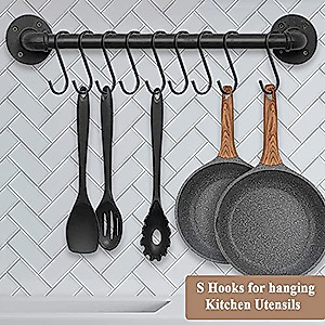 30 Pack ESFUN S Hooks Black Steel S Shaped Hooks for Hanging Pans Pots Plants Bags Towels Heavy Duty Kitchen Hooks Hanger, Large 3.7 inch