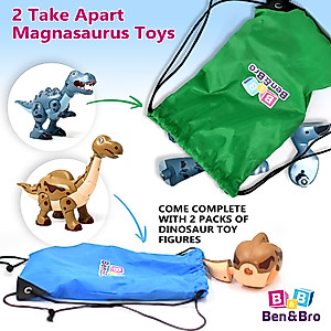 Ben and Bro Magnasaurus Dinosaur Toys - Magnetic Take Apart Dinosaur Toys, Educational STEM Toys for Boys & Girls - Building Toys for 3 Year Old Boys, Kids Toys, Dinosaur Toys for Kids 3-5 +