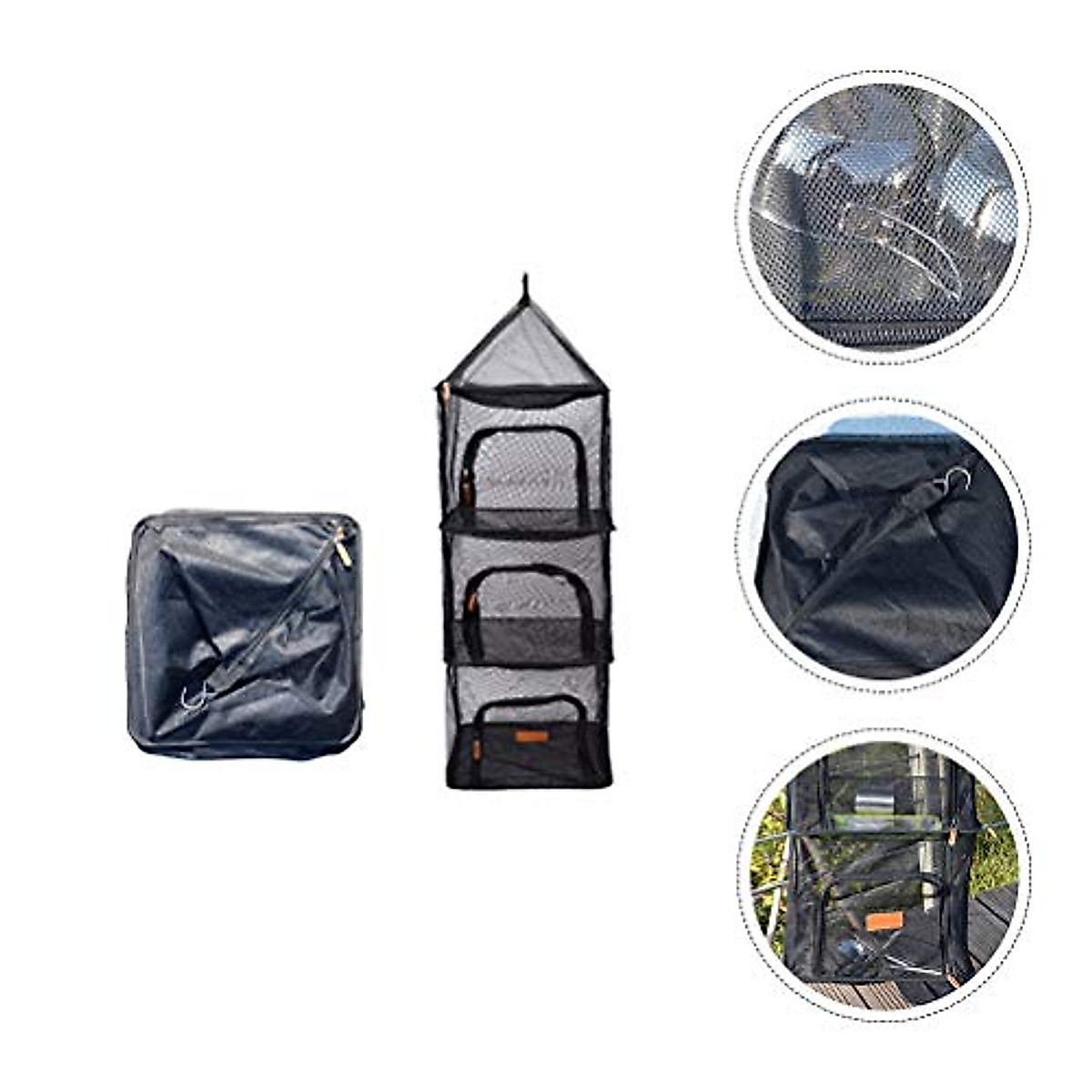 BESPORTBLE Foldable 4 Layers Hanging Drying Net Hanging Dryer Net with Zipper for Outdoor Exquisite Home Accessories