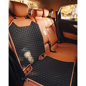 Owleys Premium Leather Car Seat Protector for Child Car Seat Cover from Dirt Scratches - Infant Car Seat Protector for Back Seat/Front Booster Seat Protector Under Baby Car Seat Waterproof 1pc Hexy