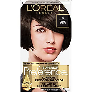 L'Oreal Paris Superior Preference Fade-Defying + Shine Permanent Hair Color, 4 Dark Brown, Pack of 1, Hair Dye