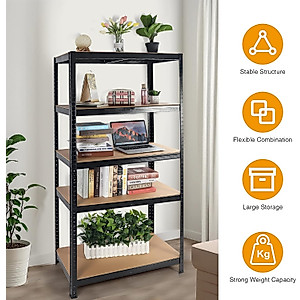 CIERRSSCVV 5-Tier Adjustable Cube Storage Shelf, Metal Shelves for Heavy Duty Storage, Garage Storage Shelves, Book Shelf Organizer for Bedroom, Bakers Racks for Kitchens