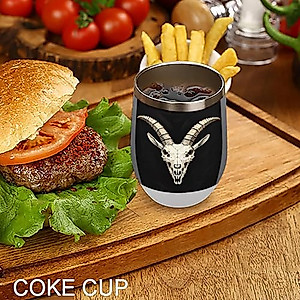 WYUSPGK 304 Stainless Steel Insulated Cup, A Gothic Goat Skull Print Smooth Rim, Durable & Reusable - Perfect for Office, Home, And Travel