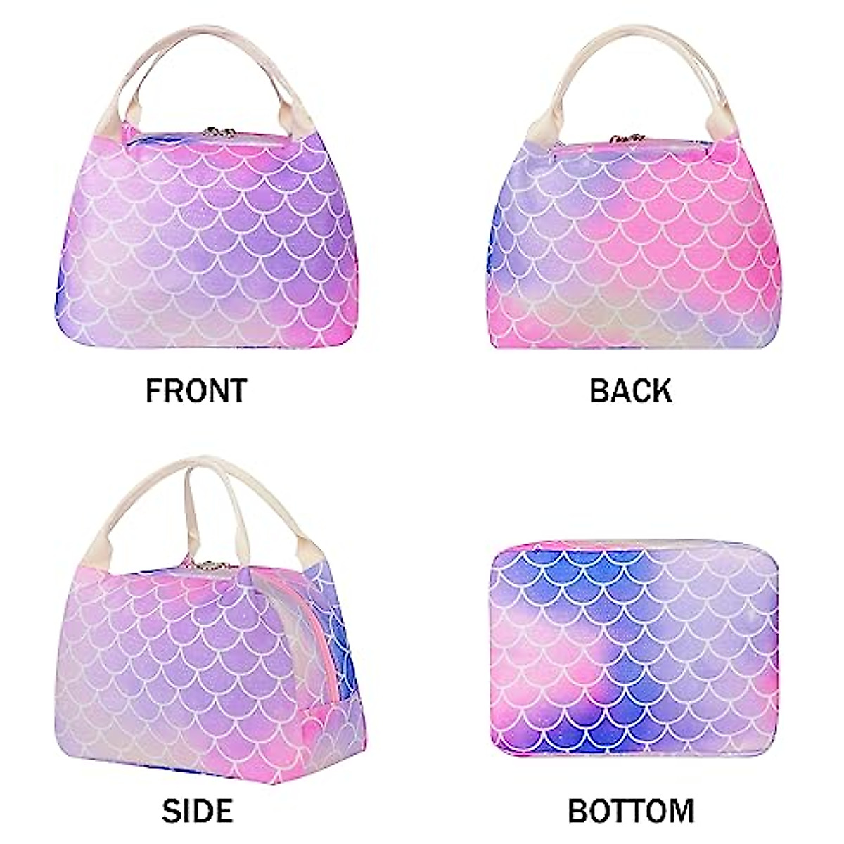 DUPHLAGT Girls Backpack with Lunch Box, Water Resistant Causal Kids Backpack, Pencil Case, Lightweight Elementary Daypack School Bag for Teen Girls (Mermaid Blue)