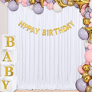 MoKoHouse 10ft x 8ft White Backdrop Curtains for Parties White Backdrop Drape for Birthday Wedding 2 Panels 5ft x 8ft