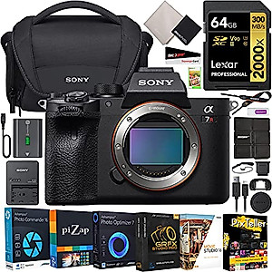 Sony a7R IV Mirrorless Full Frame Camera Body New Version ILCE-7RM4A/B Bundle with Sony LCSU21 Case + Lexar 2000X 64GB Memory Card, Photo Video Software Kit + Deco Gear Accessories