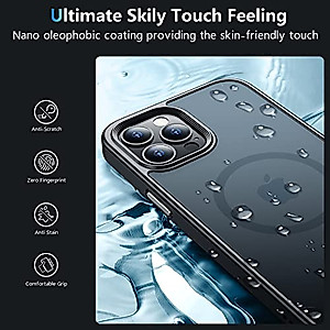 femrit Magnetic Case for iPhone 12 Pro Max Case, [Compatible with MagSafe] [2 Pcs Tempered Glass Screen Protector] [Translucent Matte] Military Grade Drop Shockproof Phone Case 6.7 inch - Black