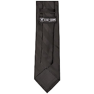 STACY ADAMS mens Solid Woven Formal Stripe tie sets, Black, One Size US
