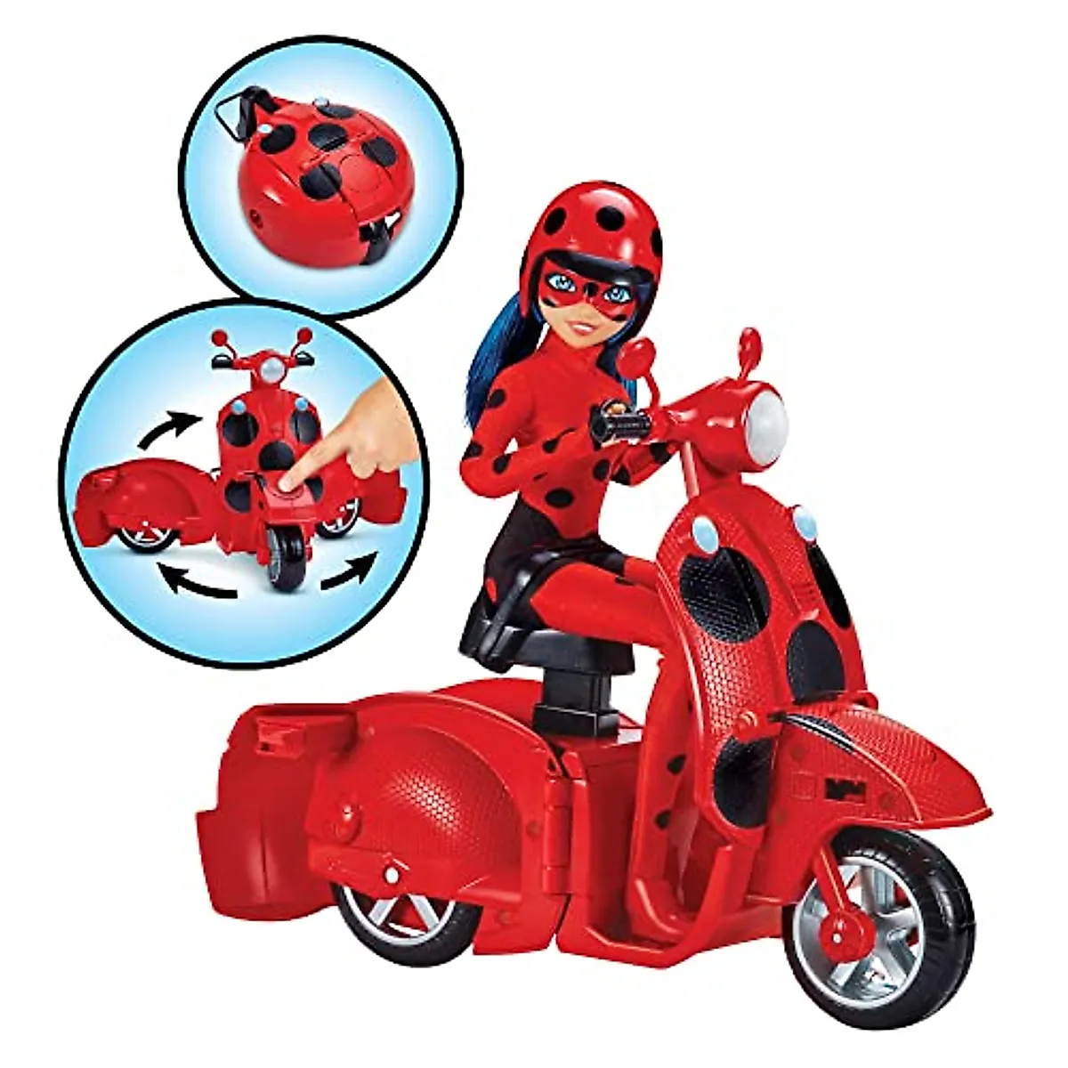 Miraculous Switch N Go Scooter with Exclusive 10.5” Ladybug Lucky Charms Fashion Doll and Accessories
