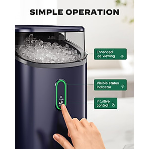 Silonn Nugget Ice Maker Countertop, Pebble Ice Maker with Soft Chewable Ice, One-Click Operation Ice Machine with Self-Cleaning, 33lbs/24H for Home,Kitchen,Office