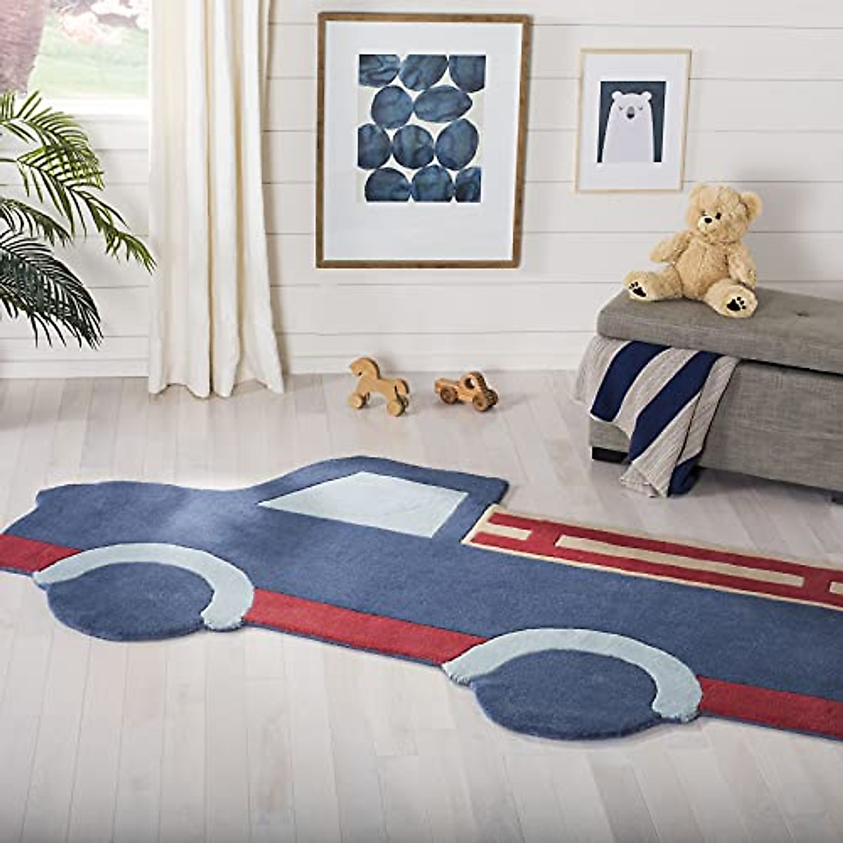 Martha Stewart Collection by SAFAVIEH 3' x 5'6" MSR4568A Handmade Truck Wool Playroom Nursery Bedroom Area Rug