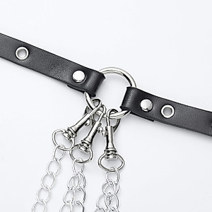 Nicute Leather Waist Belt Chain Punk Fashion Body Chain Black Halloween Accessories Belt for Women