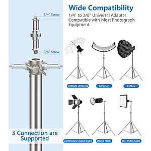 9.2ft/110'' Stainless Steel Light Stand, Sdfghj Heavy Duty Light Stand Photography Tripod with 1/4'' to 3/8'' Screw Adapter for Strobe Flash, LED Ring Light, Monolight, Softbox, Reflector, Speedlight