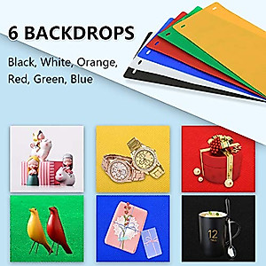 PULUZ 20cm Ring Light Photo Studio Light Box, Adjustable Portable Photography Shooting Light Tent Kit with White/Warm/Soft Lighting + 6 Backdrops for Jewellery and Small Items