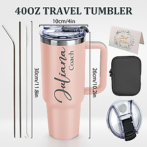 Personalized 40 Oz Tumbler with Handle, Custom Tumbler With Name - Lid and Straw, Stainless Steel Coffee Tumbler Travel Coffee Mug Cup, Personalized Gift for Women Men Birthday