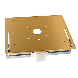 C8 Aluminium Router Table Insert Plate - Woodworking Benches Wood Router Flip Plate with Miter Gauge Guide Aluminium Profile Fence Sliding Brackets -Router Trimmer Tool (Gold)