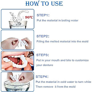 Dentures Fake Smile Teeth Moldable Customizable Temporary Top Teeth for Snap on Instant & Confidence Smile(3Boxes)
