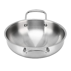 Ramen Pot, Binaural Korean Ramen Pot, Heating Evenly Noodle Pot, Stainless Steel Noodle Pot, Silver Ramen Cooker, Reusable Ramen Pot for Spaghetti Soup Porridge Noodle Seafood(22cm)