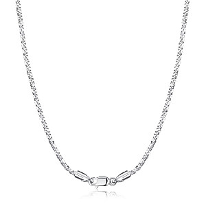 MILACOLATO 925 Sterling Silver 2MM Sparkle Mirror Link Chain for Women 18K Gold Plated Durable Italian Silver Choker Necklace Chain Jewelry - Lobster Claw Clasp 16/18/20/22/24/26 Inches