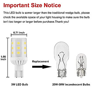 Makergroup T5 T10 Wedge Base LED Light Bulbs 12VAC/DC 3Watt Cool White 6000K for Outdoor Landscape Lighting Deck Stair Step Path Lights and RV Travel Tailer Lights 2-Pack
